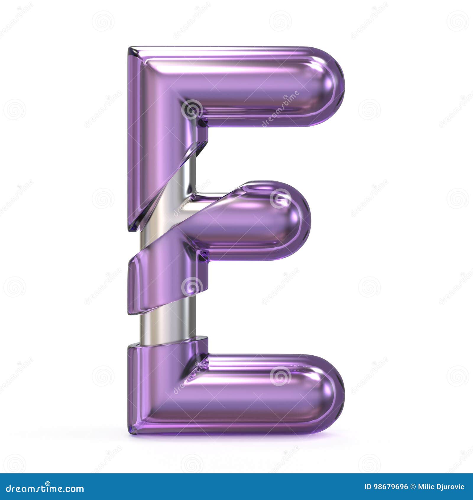Purple Gem with Metal Core Font LETTER E 3D Stock Illustration ...