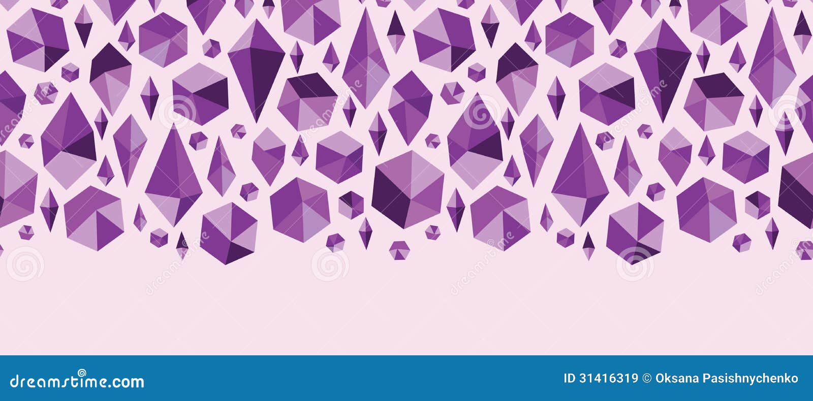 Purple Geometric Jewel Shapes Horizontal Seamless Stock Vector ...