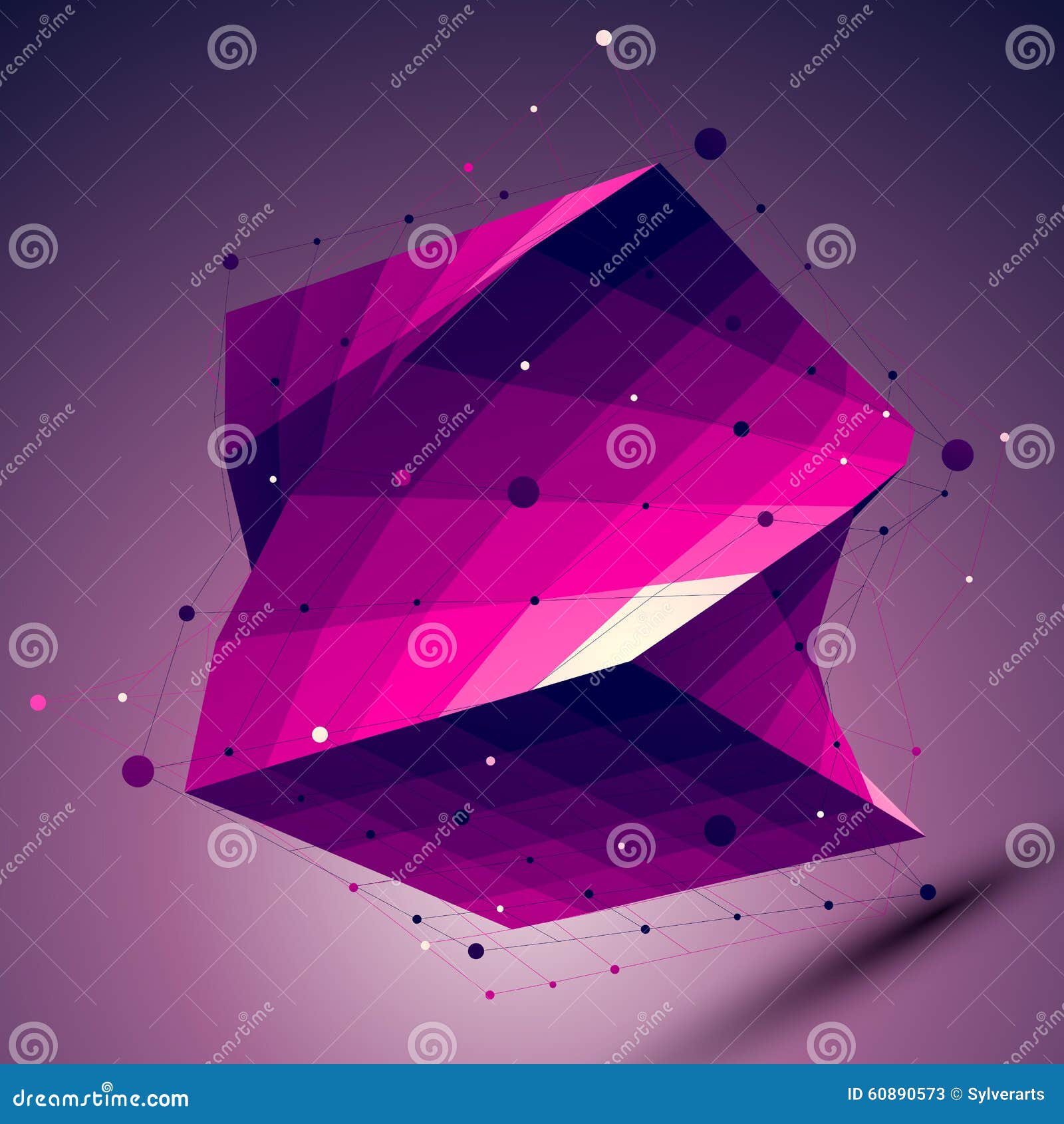 Purple Geometric Squared Structure with Wire Mesh, Modern Stock Vector ...