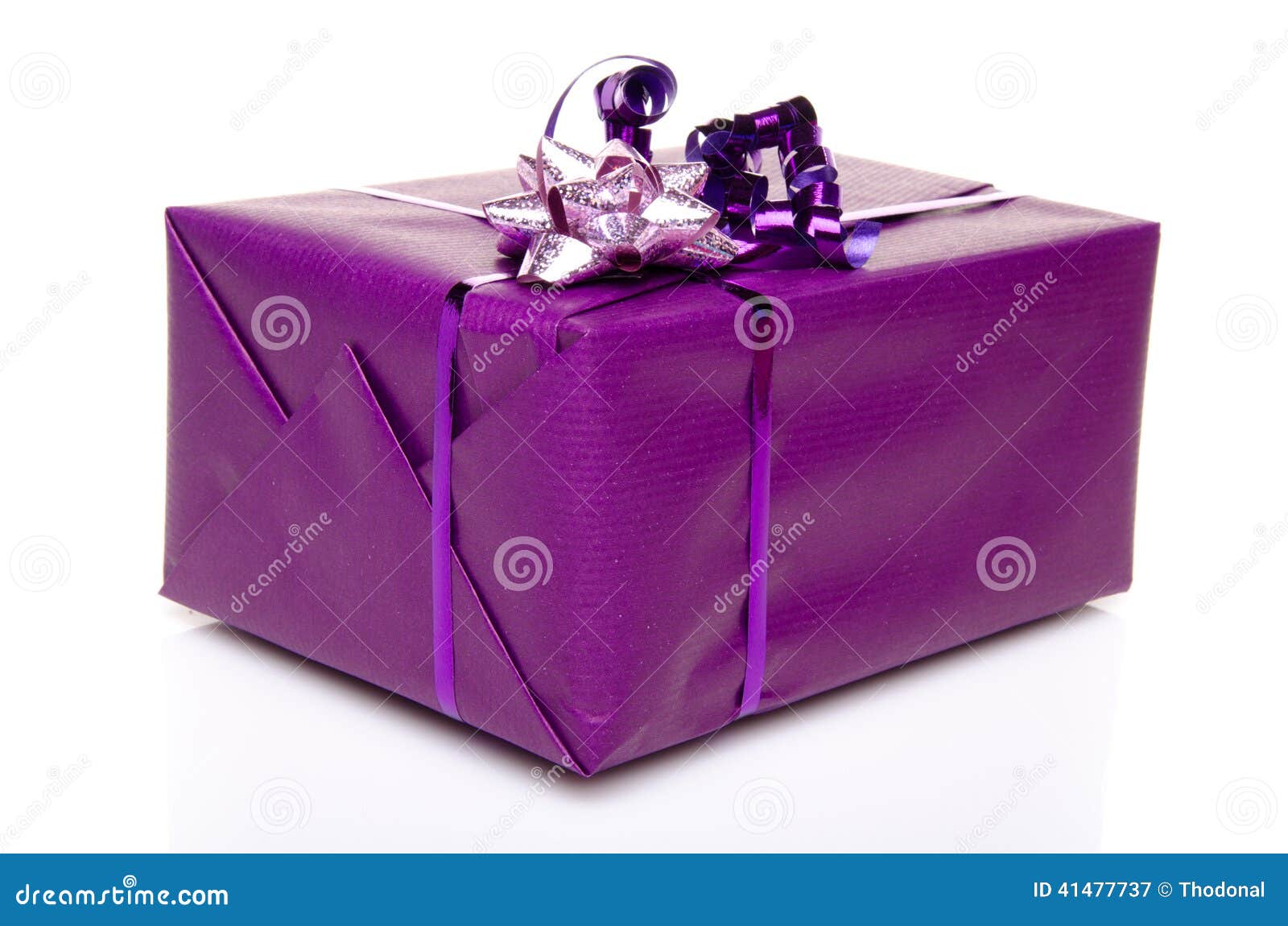Purple Gift Box with a Purple Bow Stock Image - Image of christmas ...