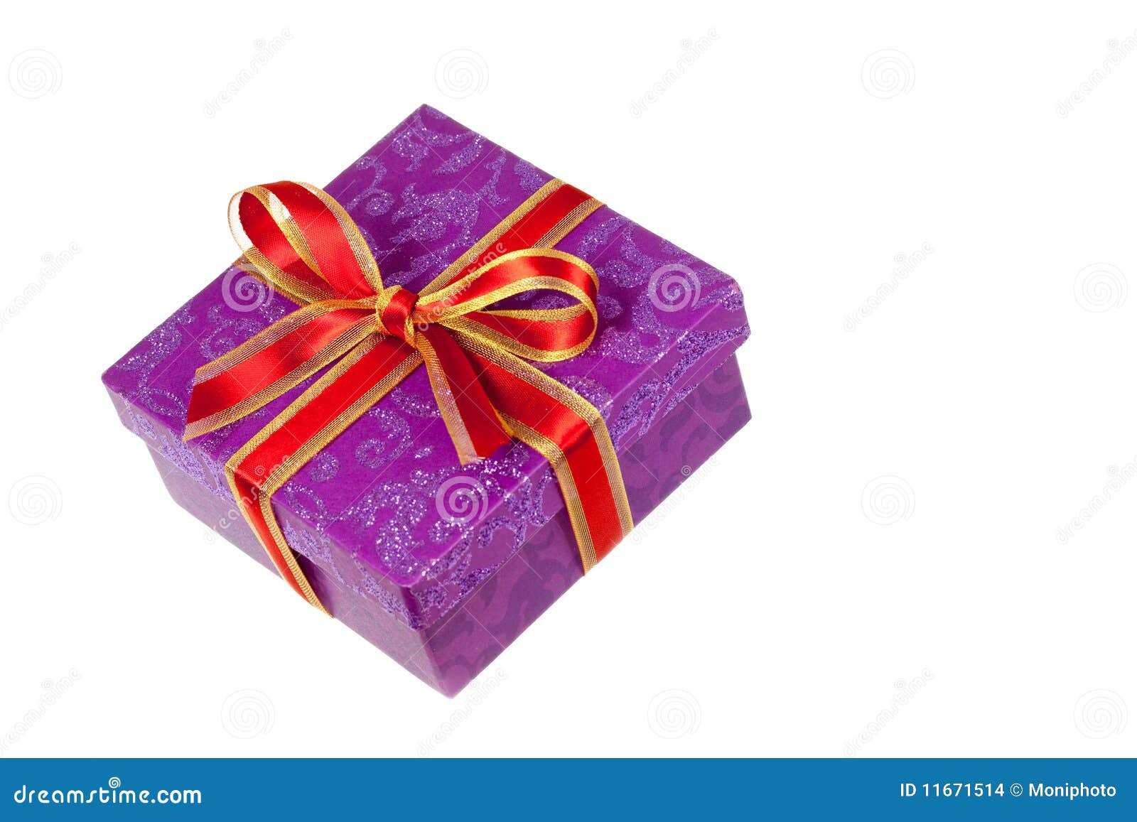 Purple Gift Box,with Ribbon,isolated on White Stock Photo - Image of ...