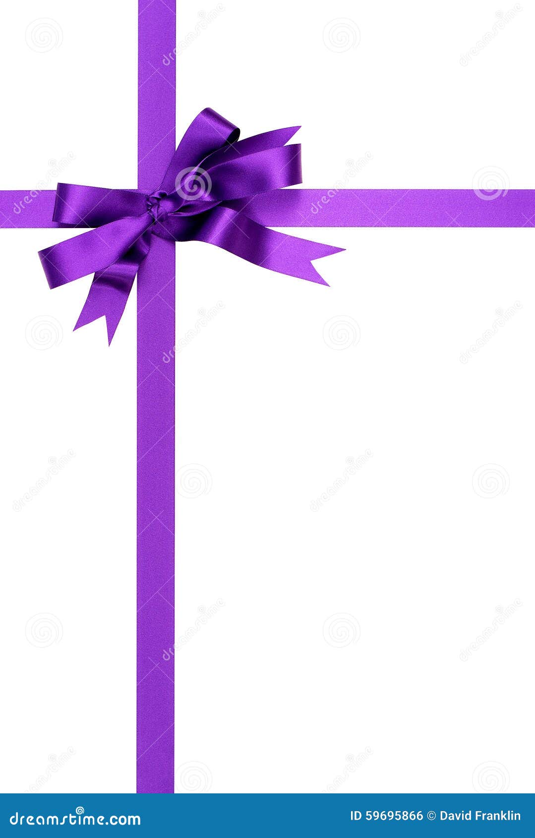 Purple Gift Ribbon Bow Vertical Corner Border Frame Isolated On White ...