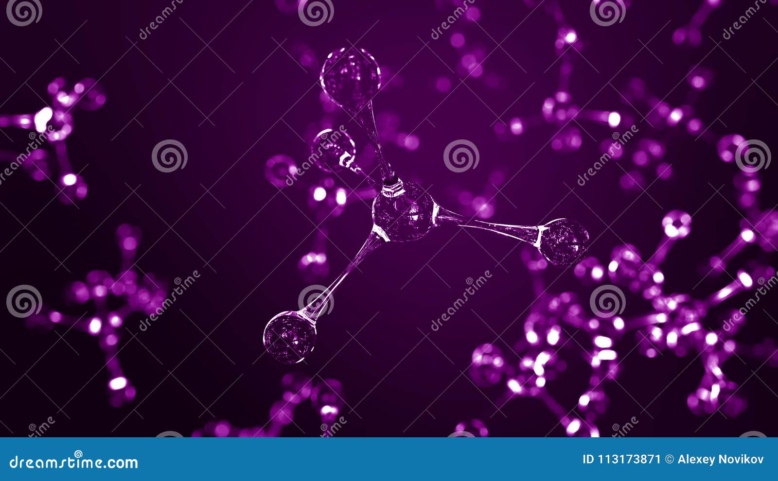 Purple Glass Molecule Models. 3D Rendering Stock Illustration ...