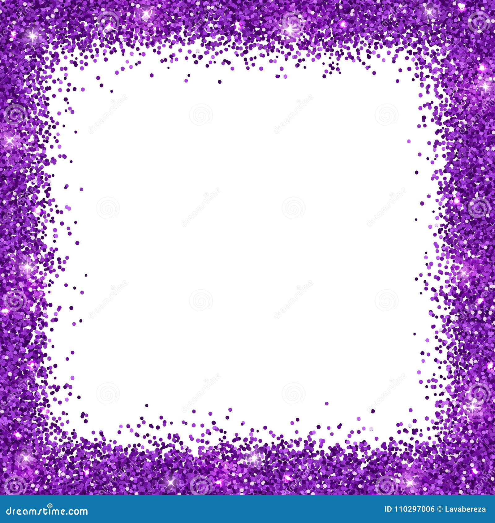 Purple Glitter Background, Square Border Frame. Vector Stock Vector ...