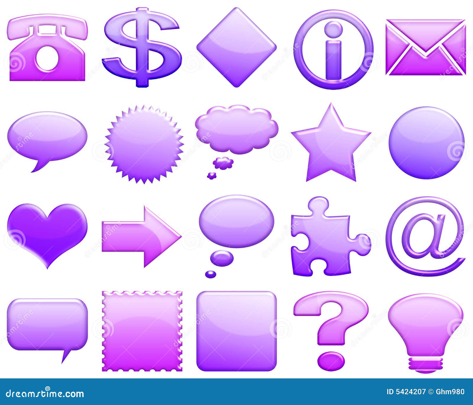 Purple glossy icon set stock illustration. Illustration of think - 5424207