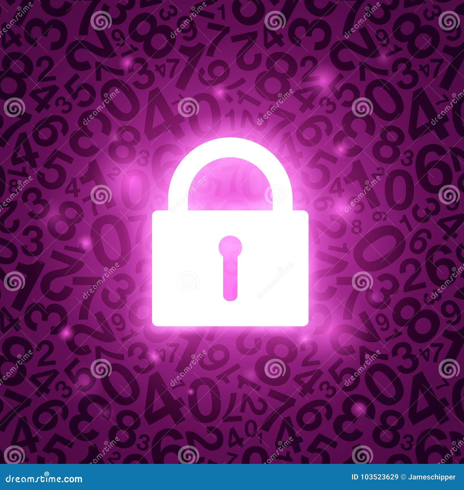 Purple glowing lock stock vector. Illustration of shiny - 103523629