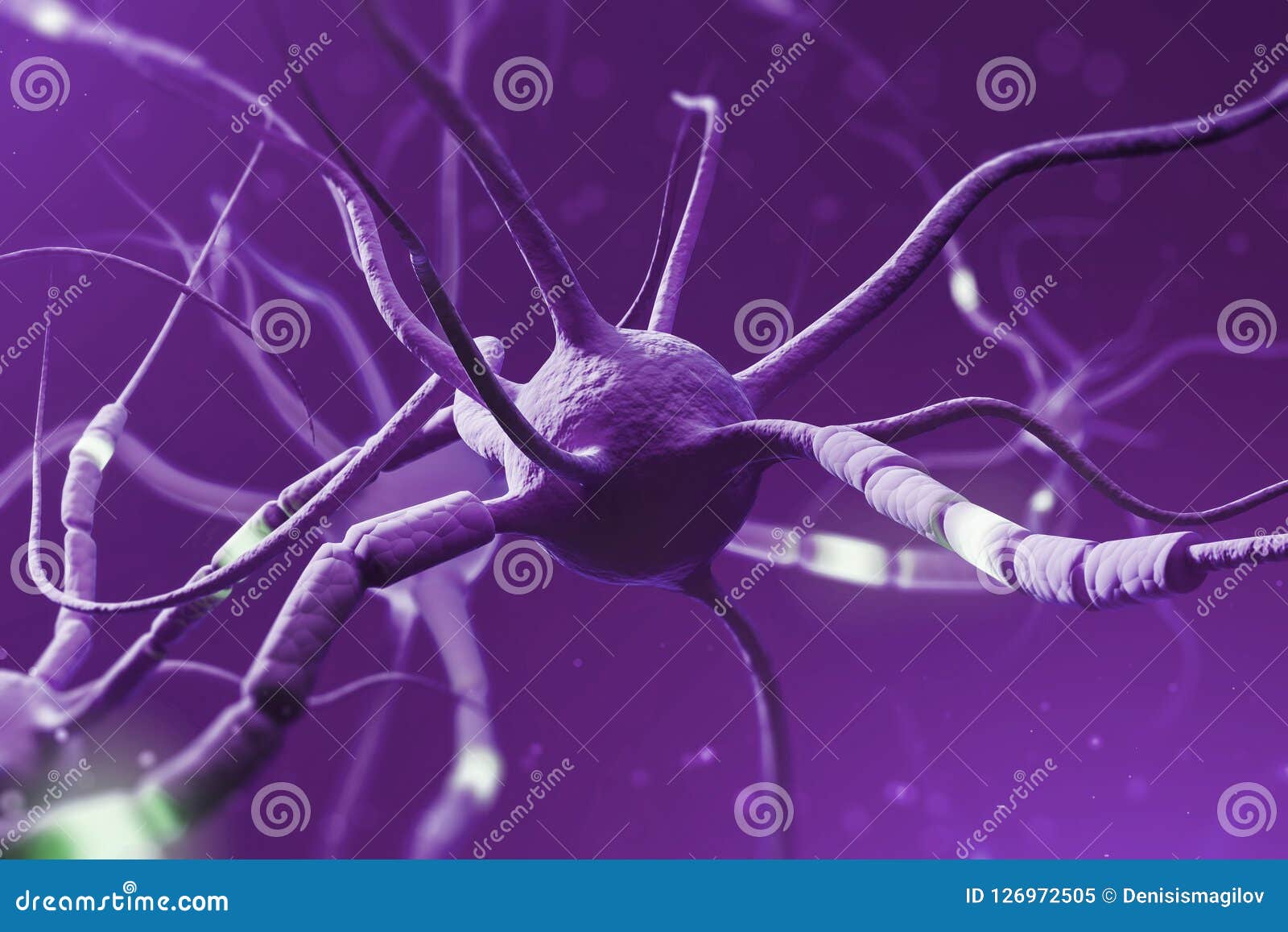 Purple Glowing Neurons Over Purple Background Stock Illustration ...