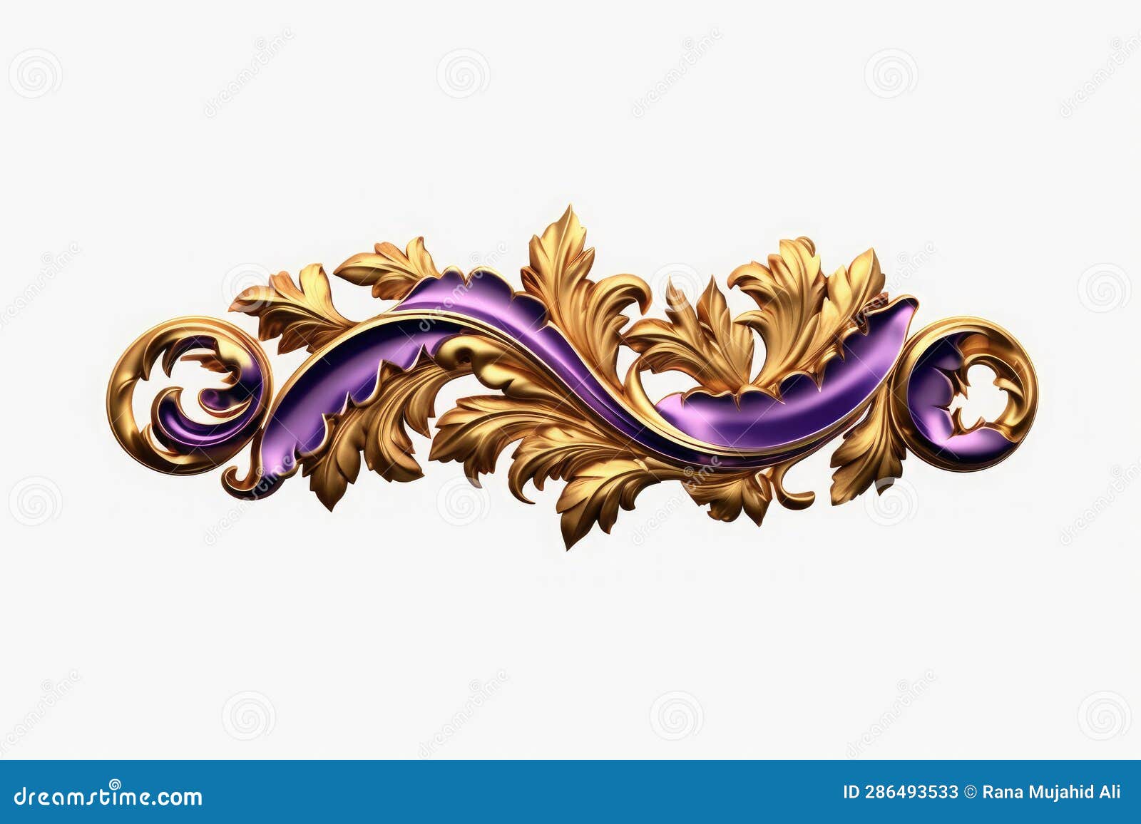 A Purple and Gold Border with Purple Flowers, Generative AI Stock ...