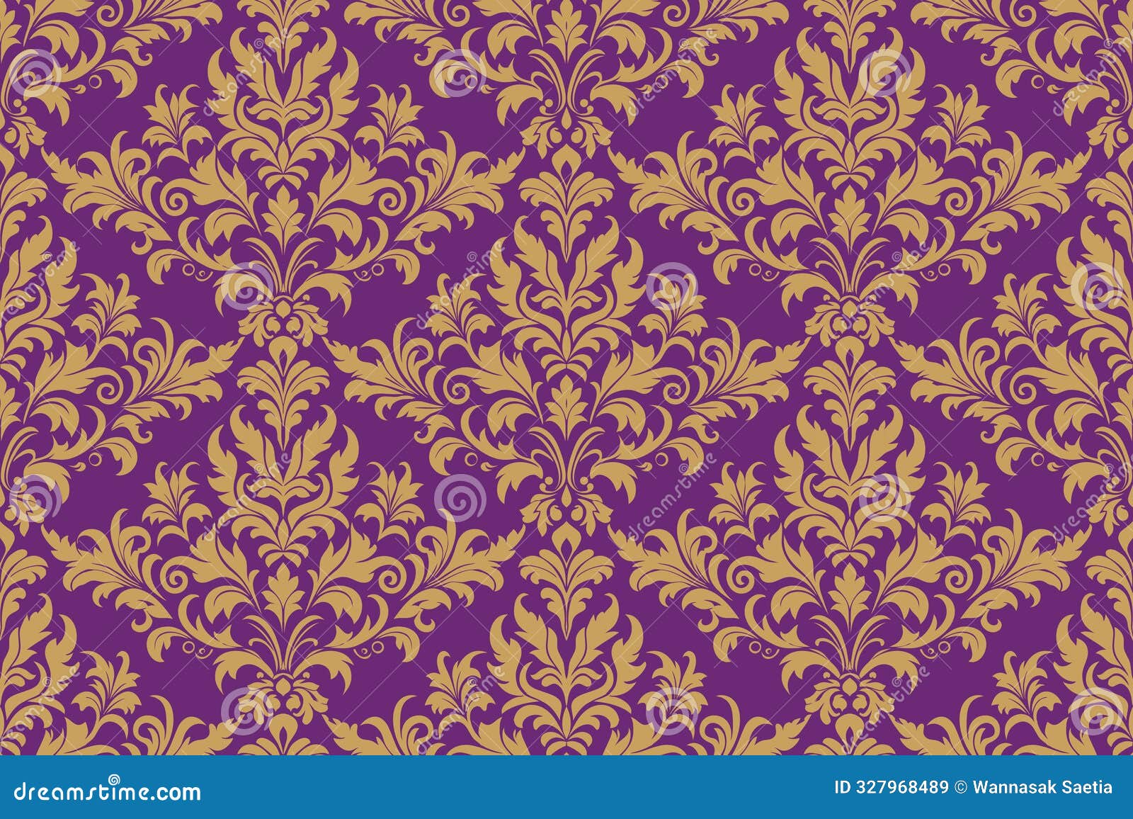 Purple and Gold Damask Seamless Pattern Stock Illustration ...