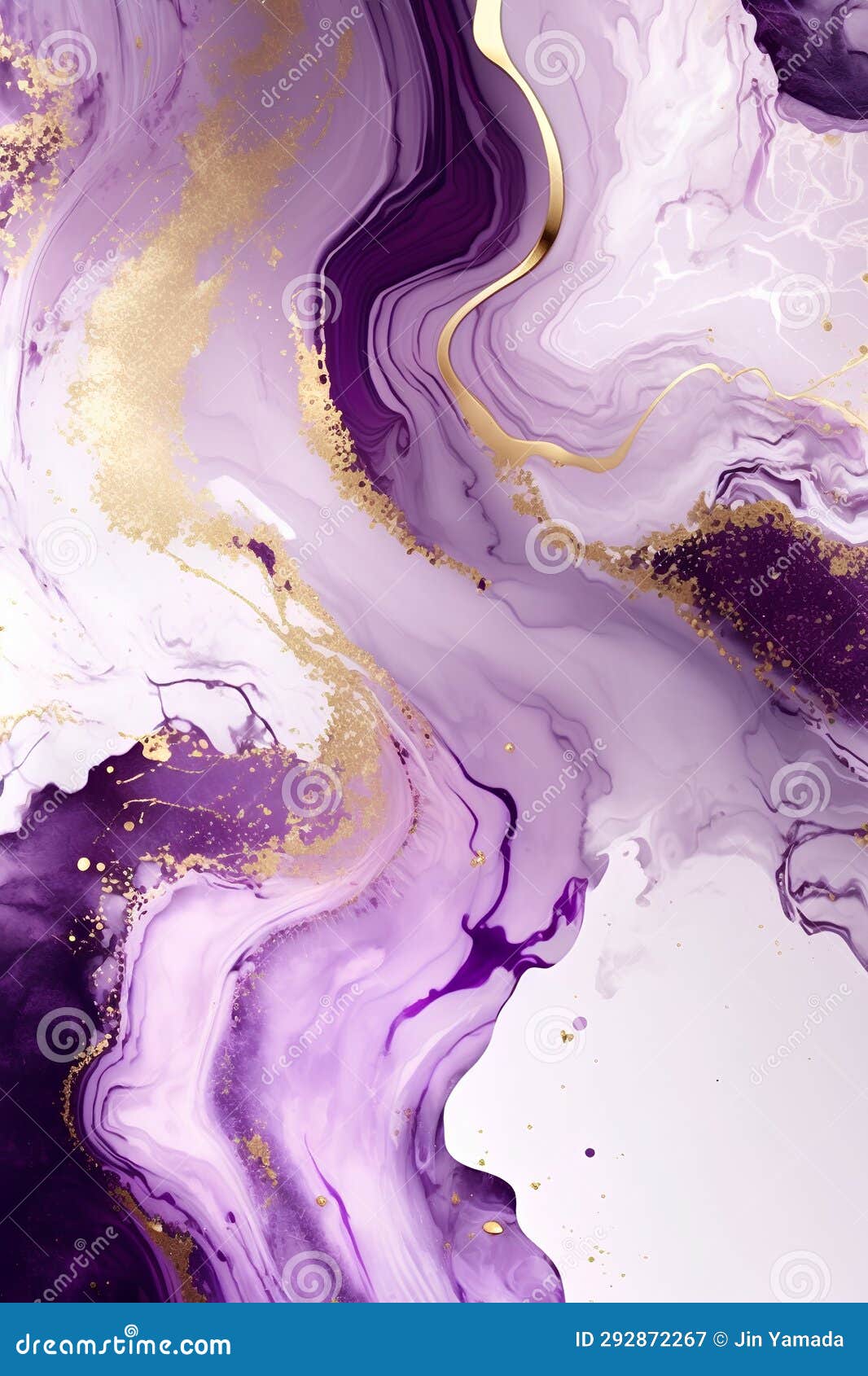 Purple and Gold Liquid Texture. Liquid Marble Pattern with Gold Glitter ...