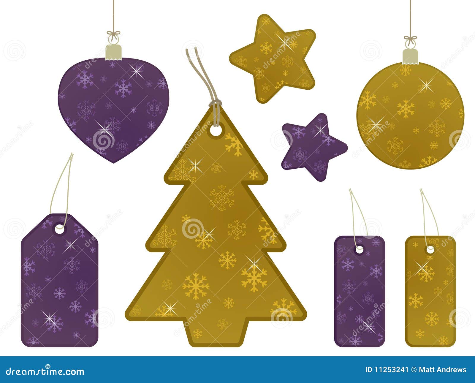 Purple and Gold Snowflake Gift Tags Stock Vector - Illustration of blur ...