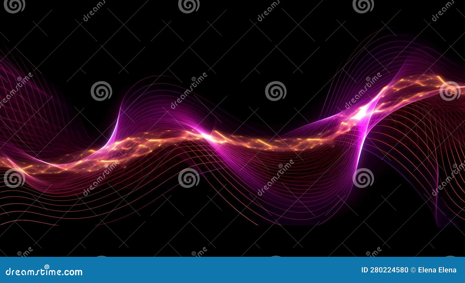 Purple and Golden Psychic Waves on a Dark Background. Generative AI ...