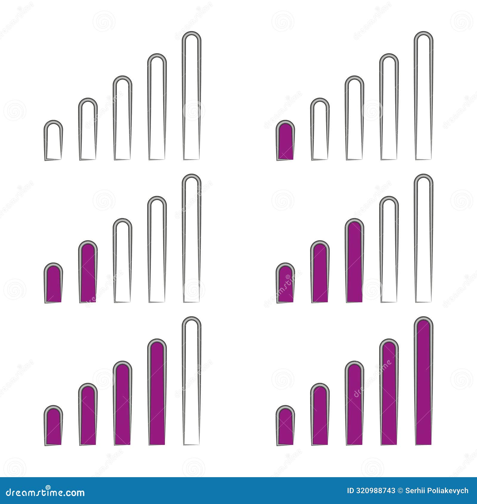 Purple Gradient Bar Charts. Black and White. Data Visualization Icons ...