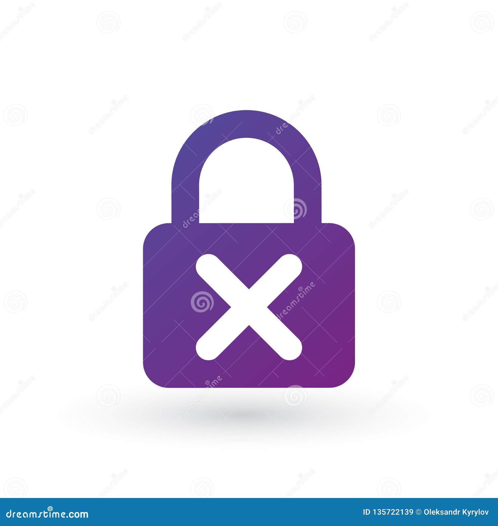 Purple Gradient Simple Lock Icon with Cross. Vector Illustration ...
