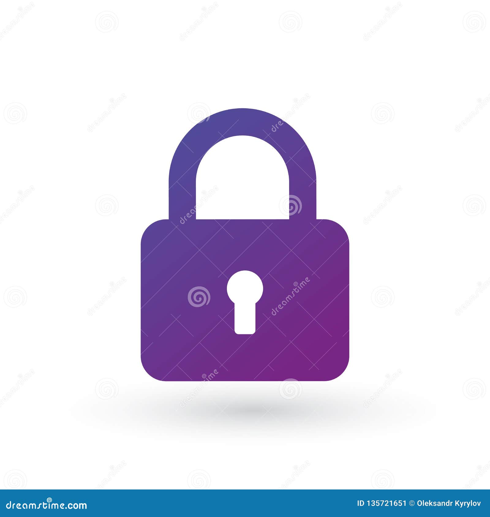Purple Gradient Simple Lock Icon with Keyhole. Vector Illustration ...