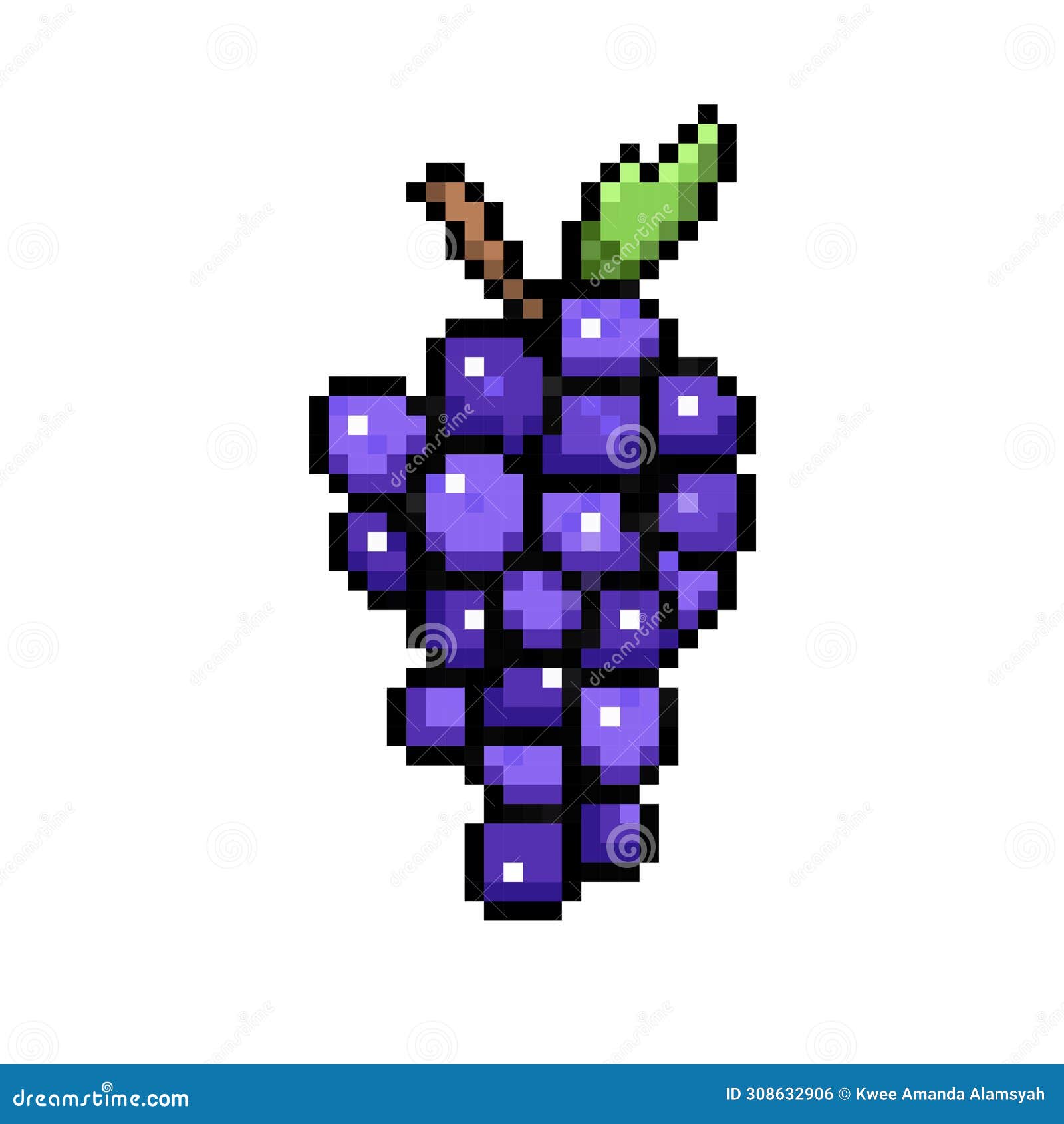 Grape Fruit Pixel Art Vector Drawing Stock Illustration - Illustration ...