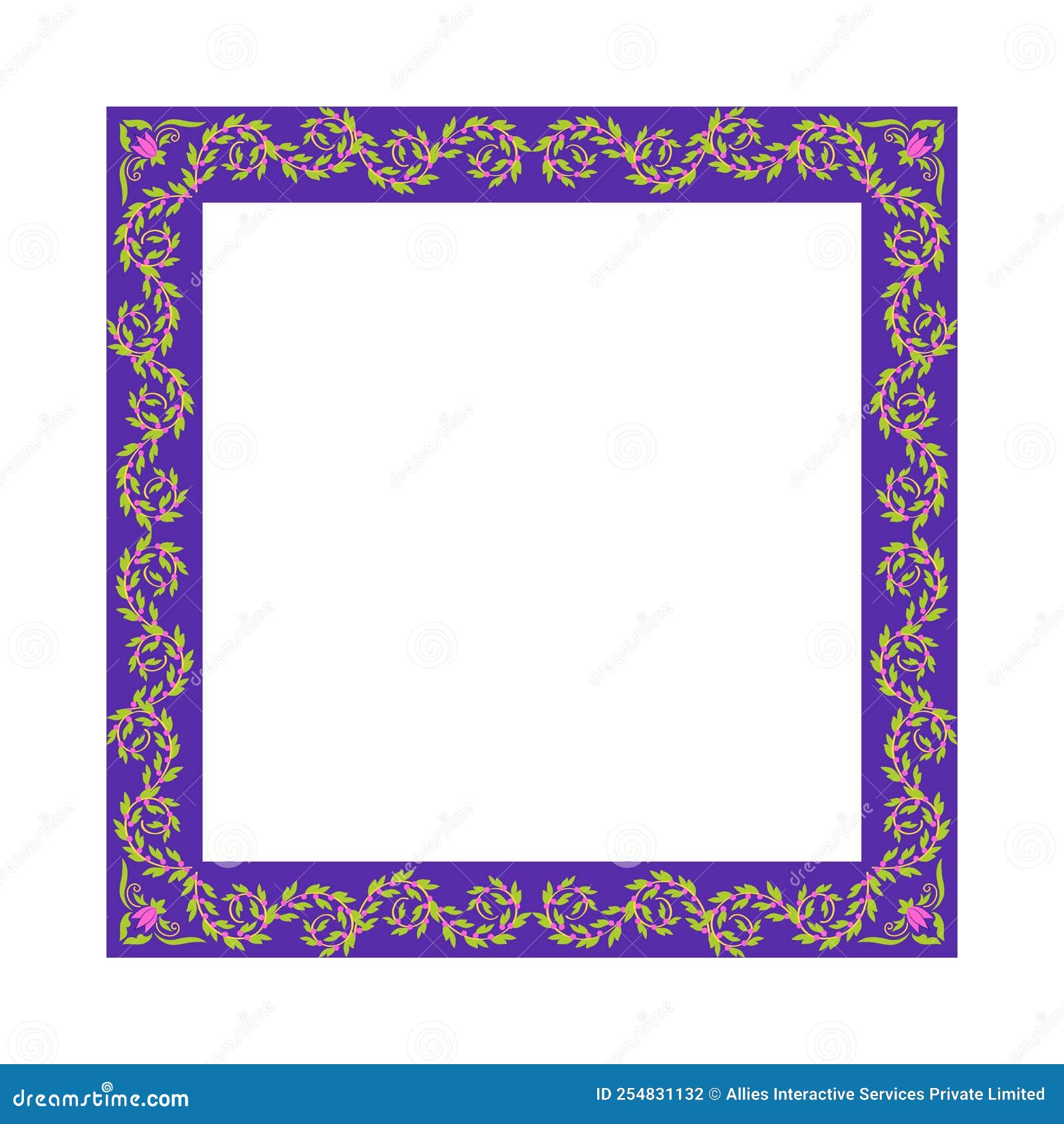 Purple and Green Filigree Square Frame Over White Stock Illustration ...