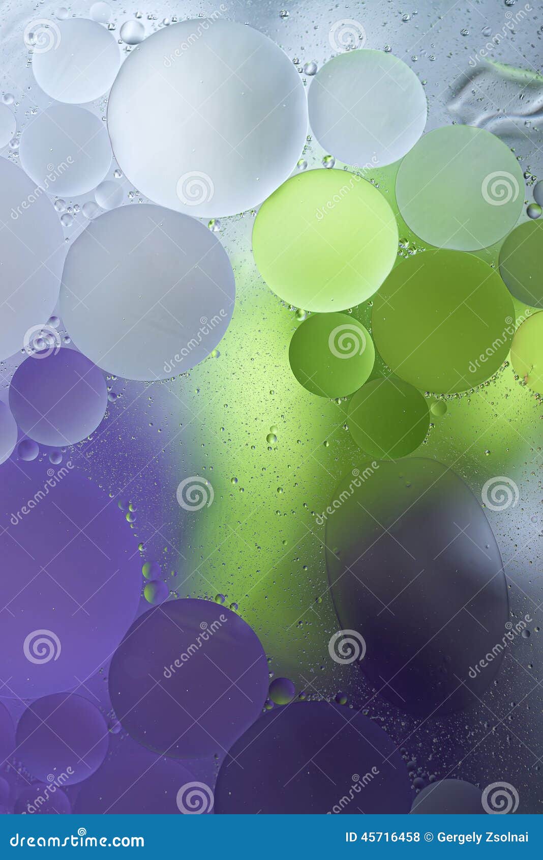Purple, Green Gradient Oil Drops in the Water -abstract Background ...