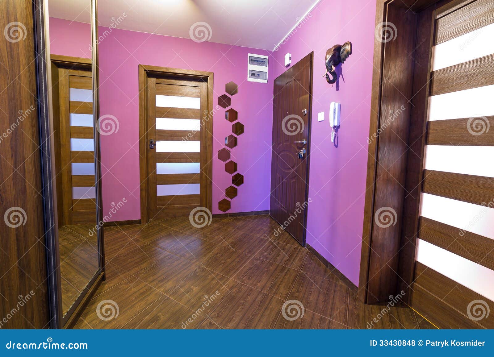 Purple hall interior stock photo. Image of mirror, brown - 33430848