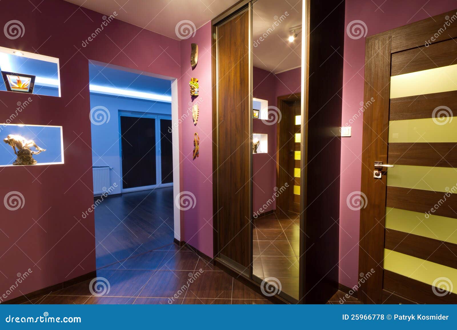 Purple hall with wardrobe stock photo. Image of light - 25966778