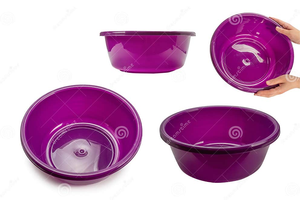 Purple Hand Basin Isolated on White Stock Image - Image of hand ...