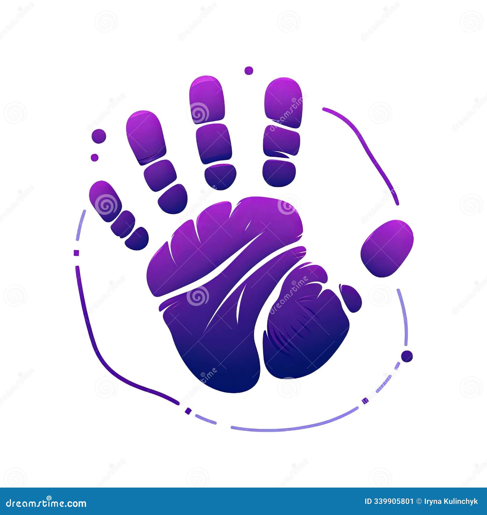 Purple Handprint Illustration Isolated on a White Background. Modern ...