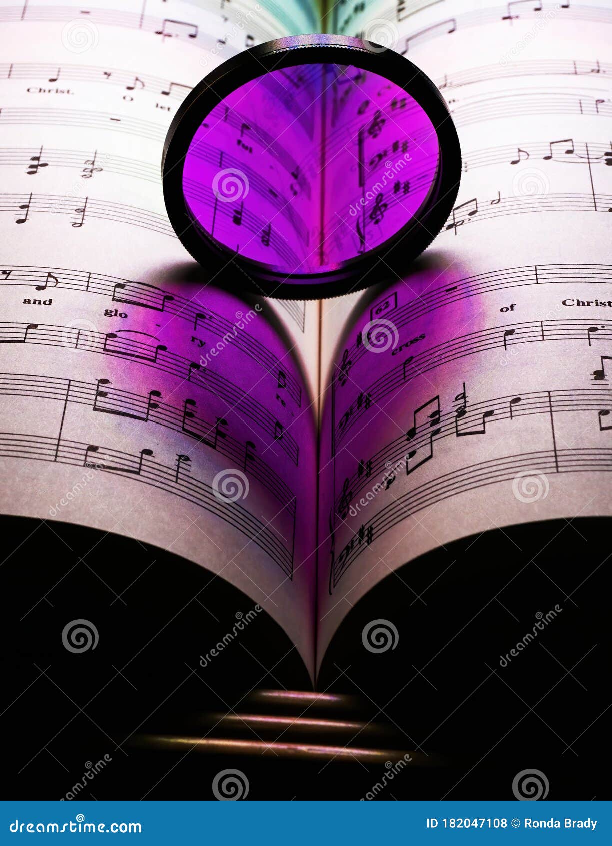 Purple Heart Shadow on Music Notes Stock Photo - Image of novel, light ...