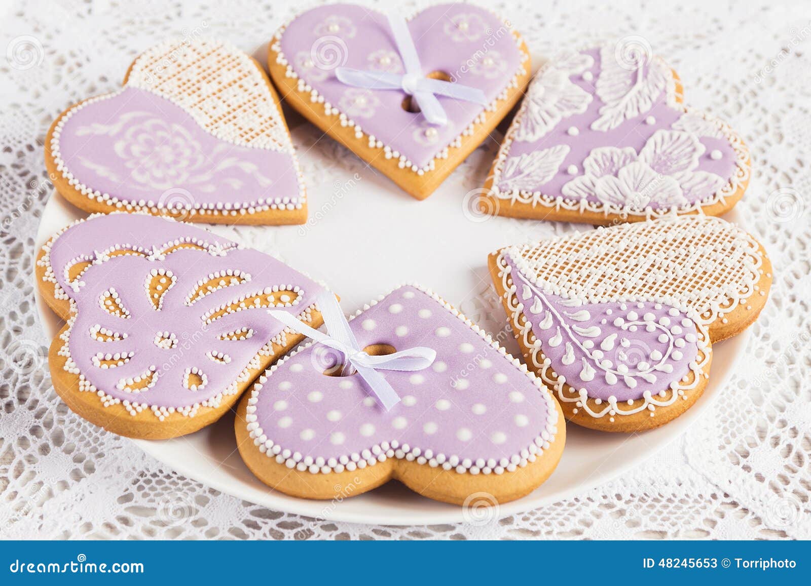 Purple Heart Shape Gingerbread Cookies Stock Image - Image of cozy ...