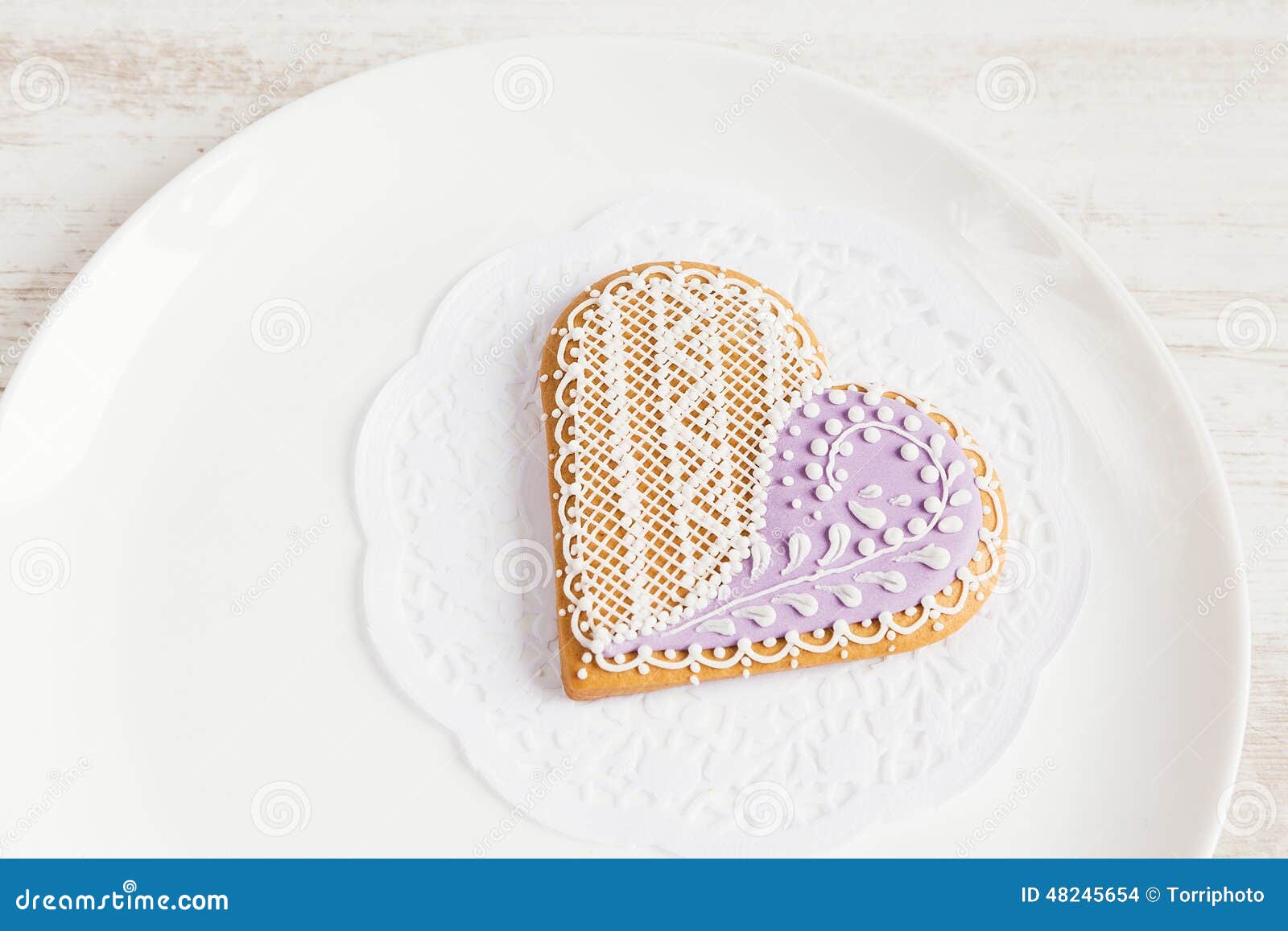 Purple Heart Shape Gingerbread Cookies Stock Photo - Image of fresh ...