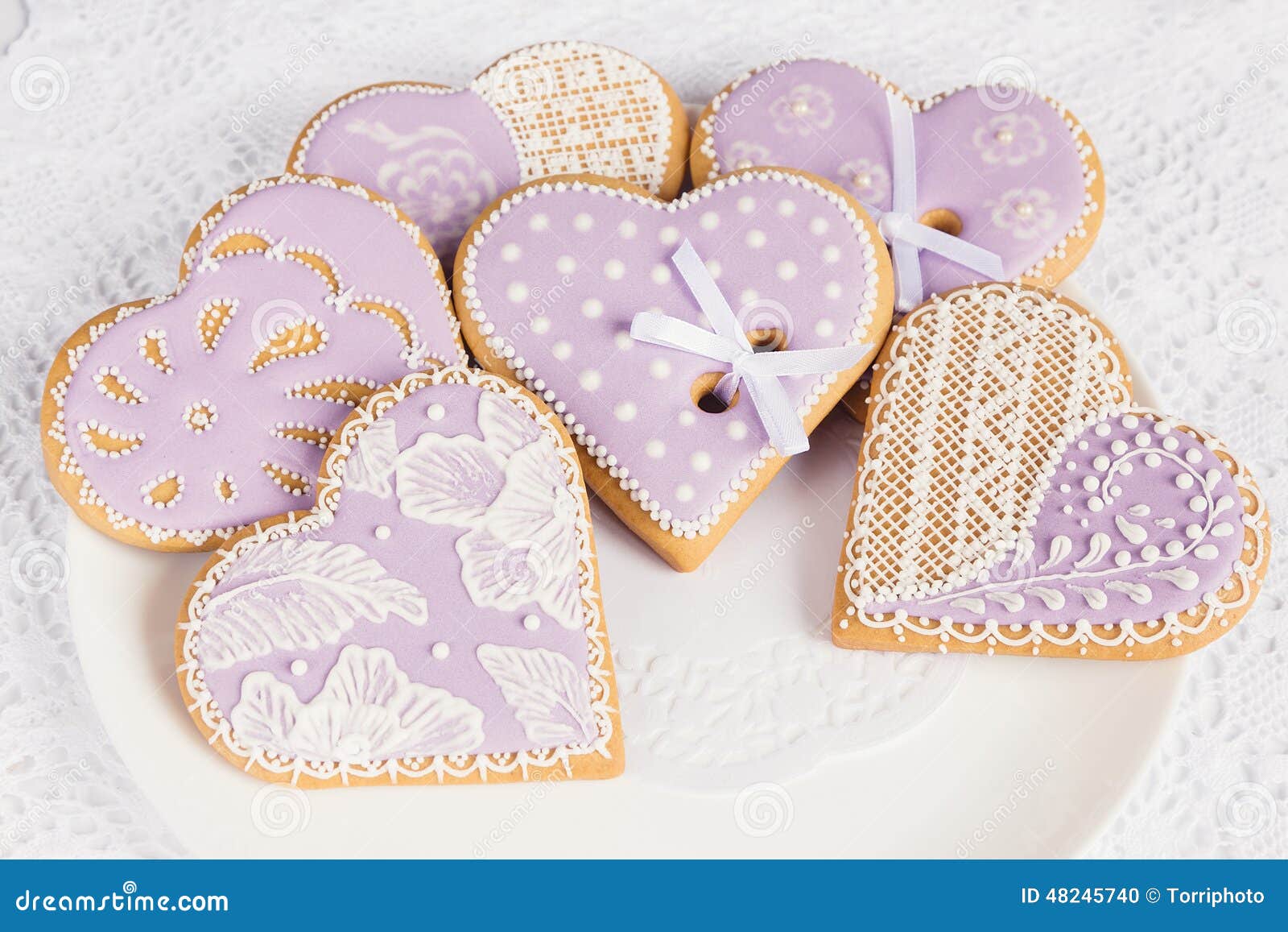 Purple Heart Shape Gingerbread Cookies Stock Photo - Image of christmas ...