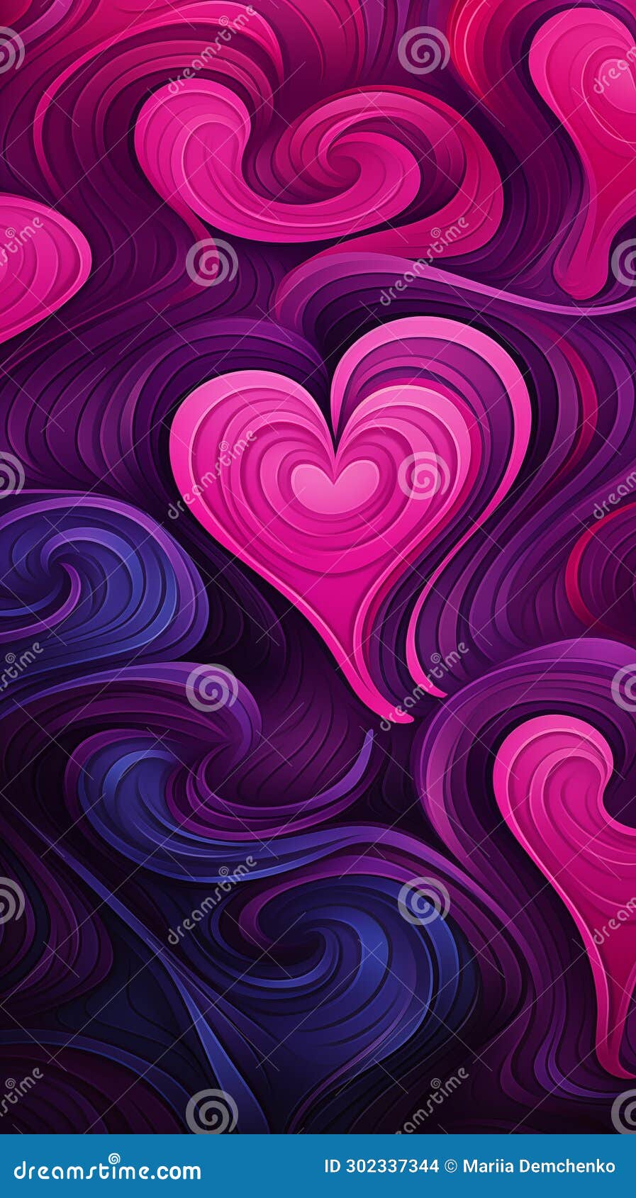Purple Hearts Pattern Background. Valentine S Day Card Stock Photo ...
