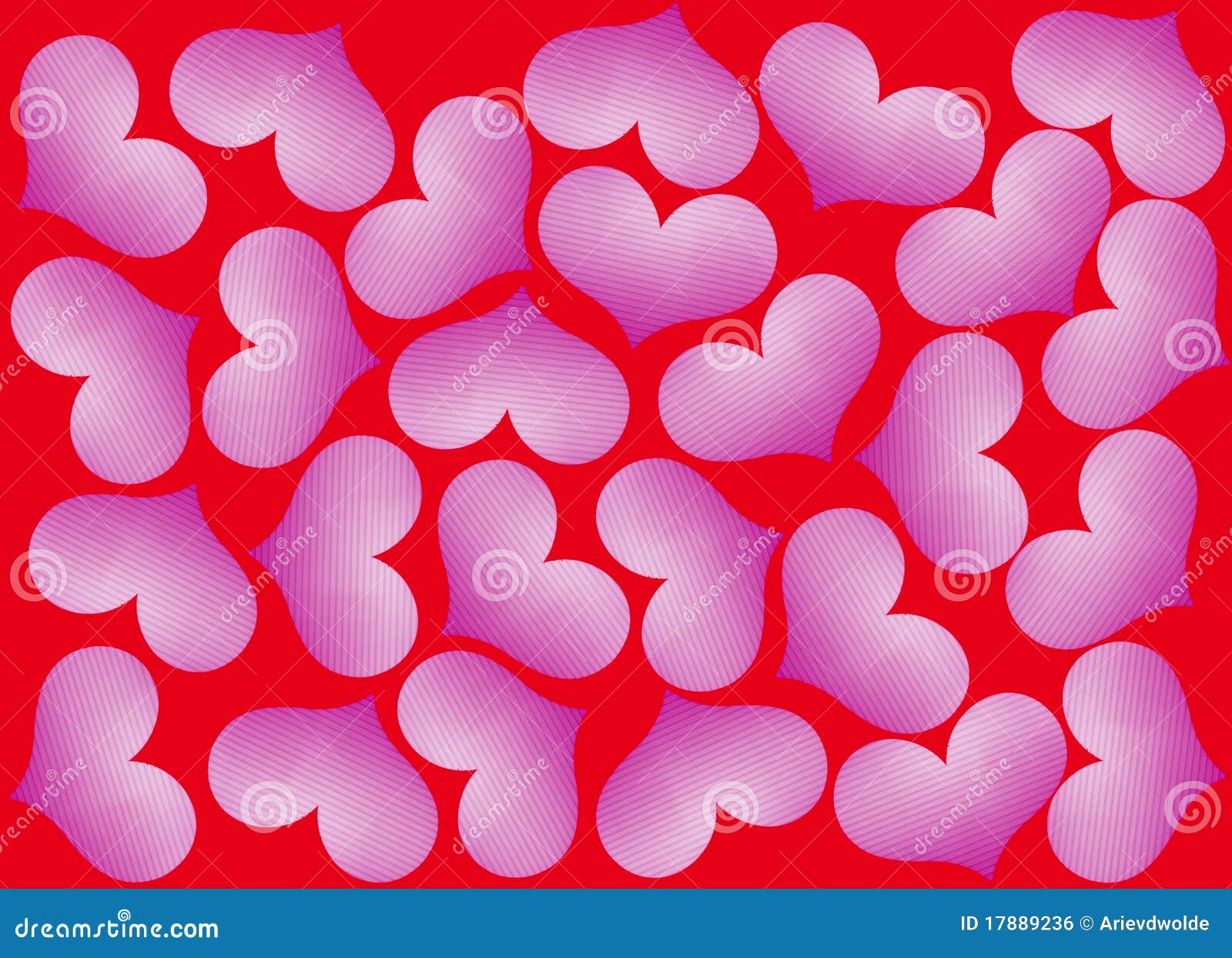 Purple hearts on red stock illustration. Illustration of ornament ...