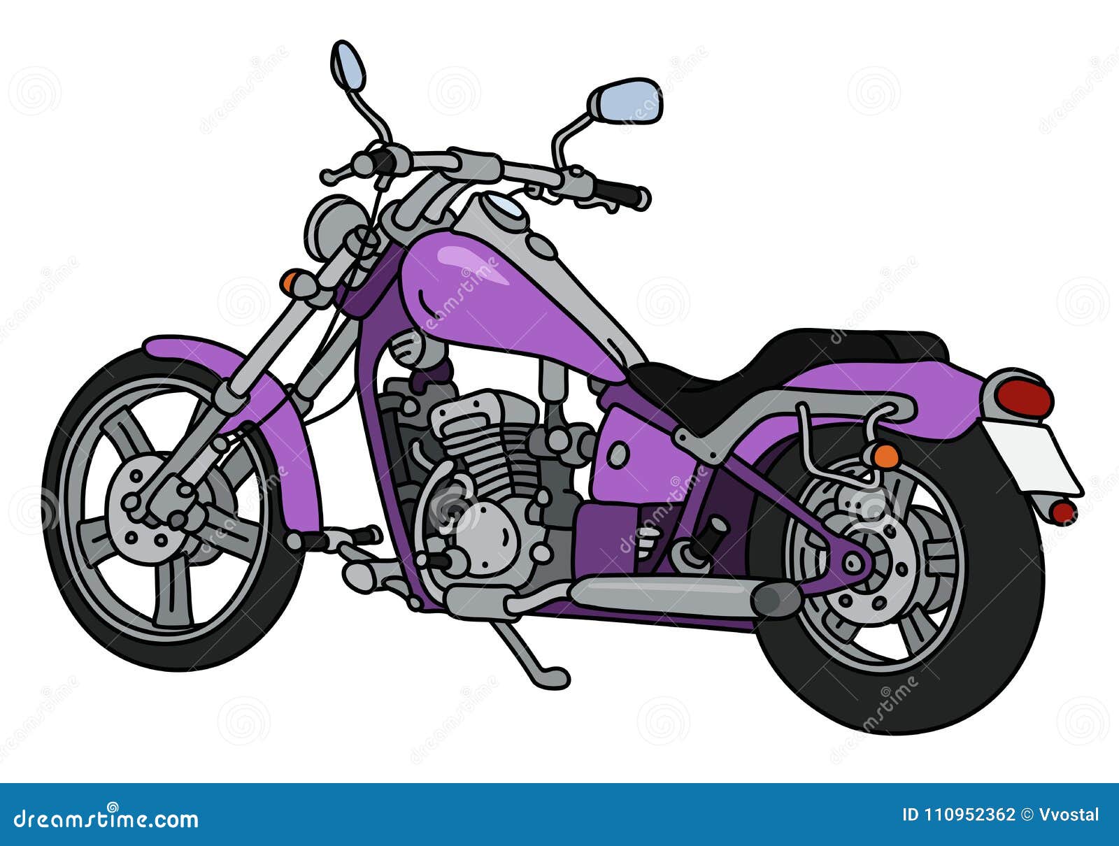 The Purple Heavy Motorcycle Stock Vector - Illustration of vector, road ...