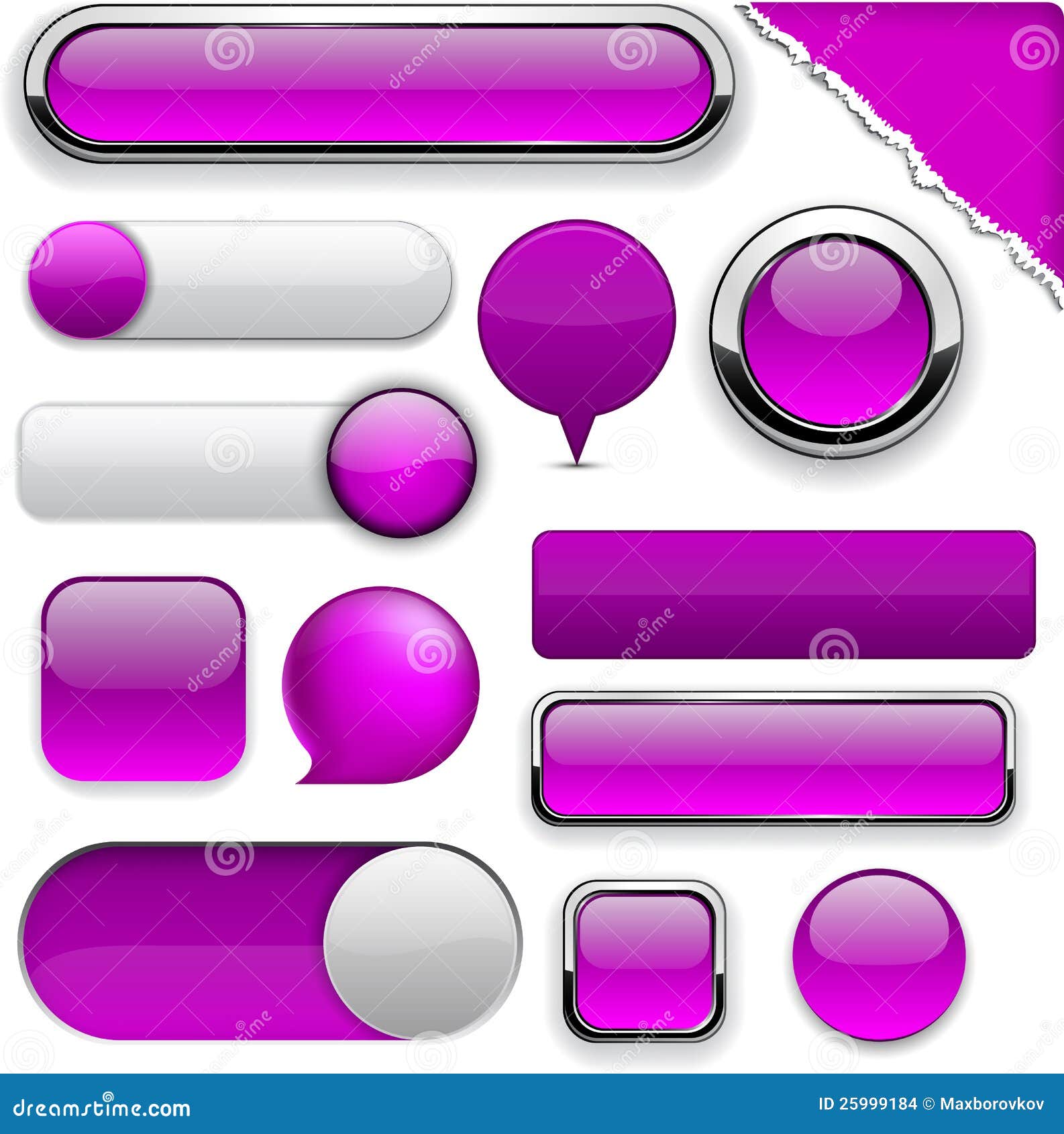 Purple High-detailed Modern Buttons. Stock Vector - Illustration of ...