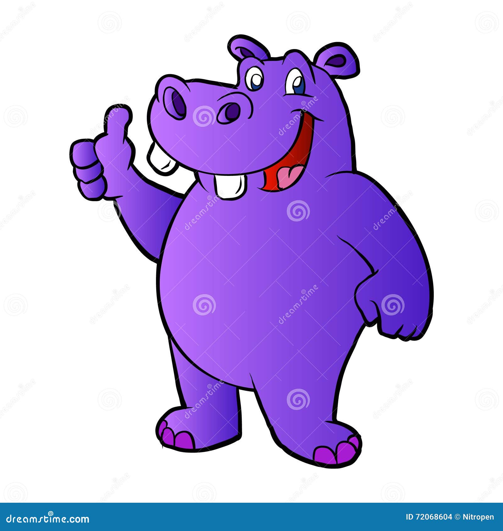 Purple Hippo Cartoon Vector Illustration | CartoonDealer.com #72068604