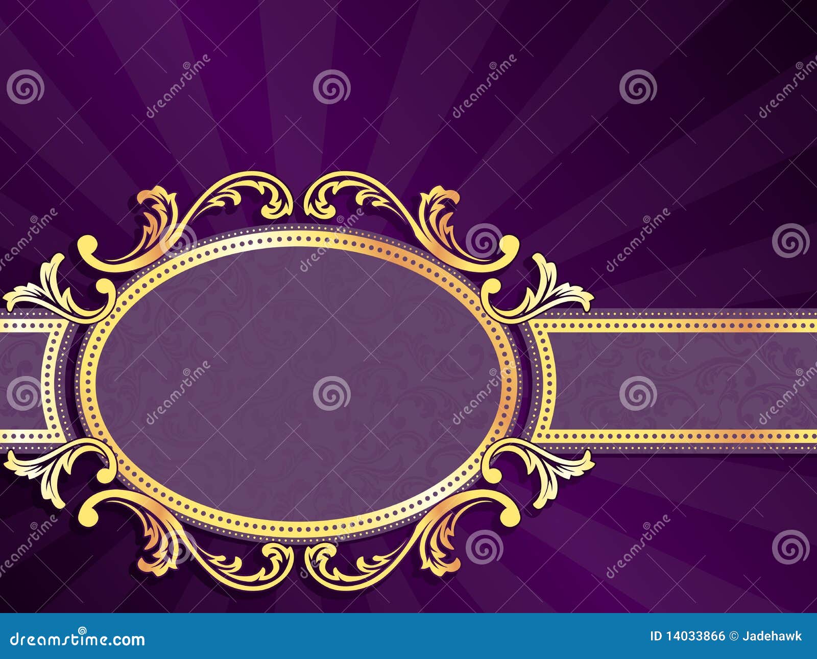 Purple Horizontal Banner with Gold Filigree Stock Vector - Illustration ...