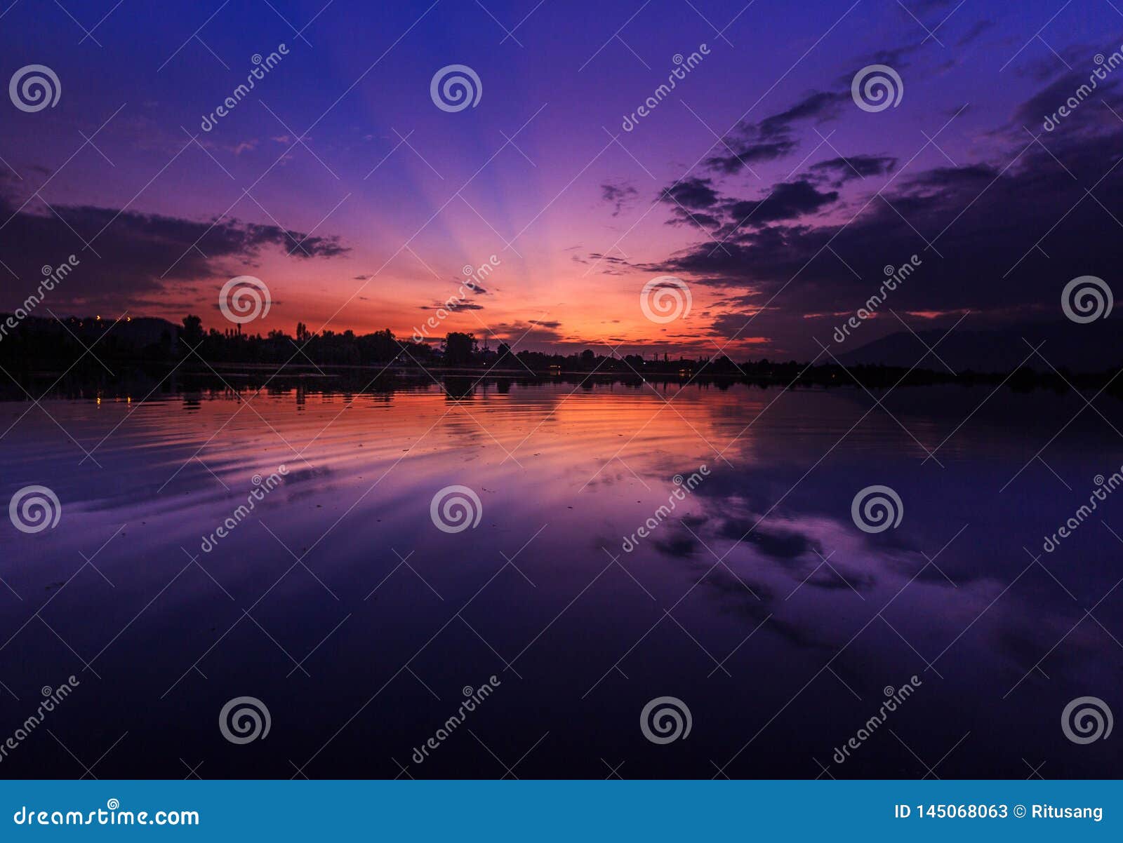 Purple hour during sunset stock image. Image of orange - 145068063