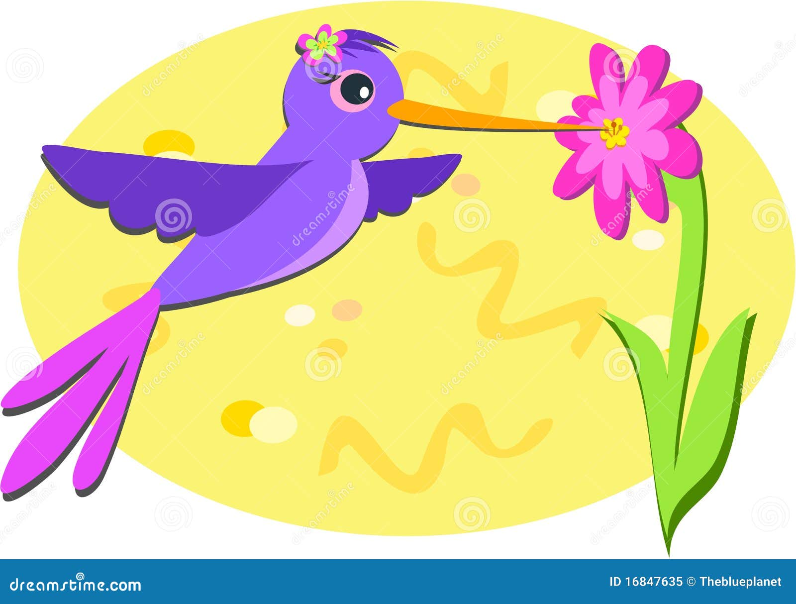 Purple Hummingbird and Pink Flower Stock Vector - Illustration of petal ...