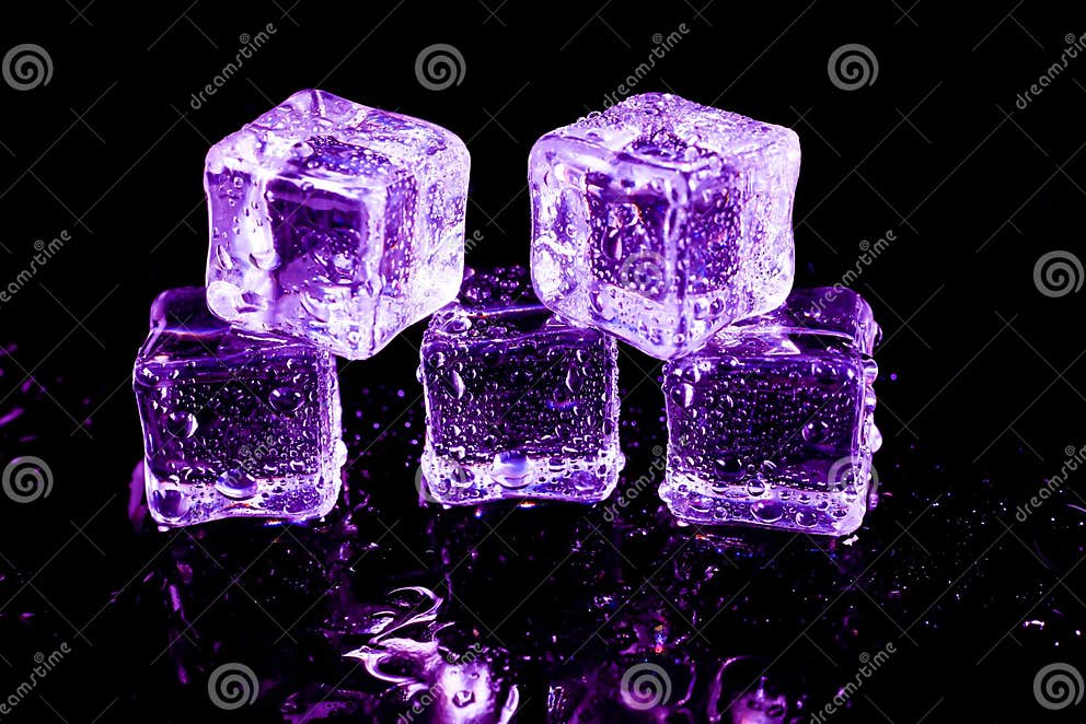Purple Ice Cubes on a Black Table Stock Photo - Image of monochrome ...