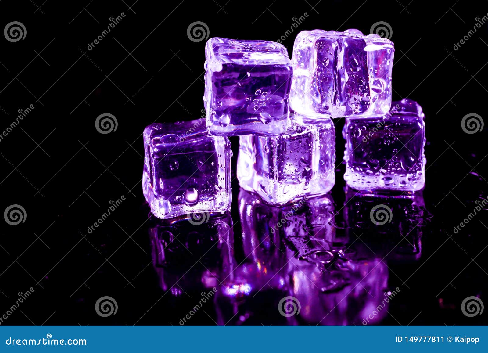 Purple Ice Cubes on a Black Table Stock Image - Image of dark, cooler ...