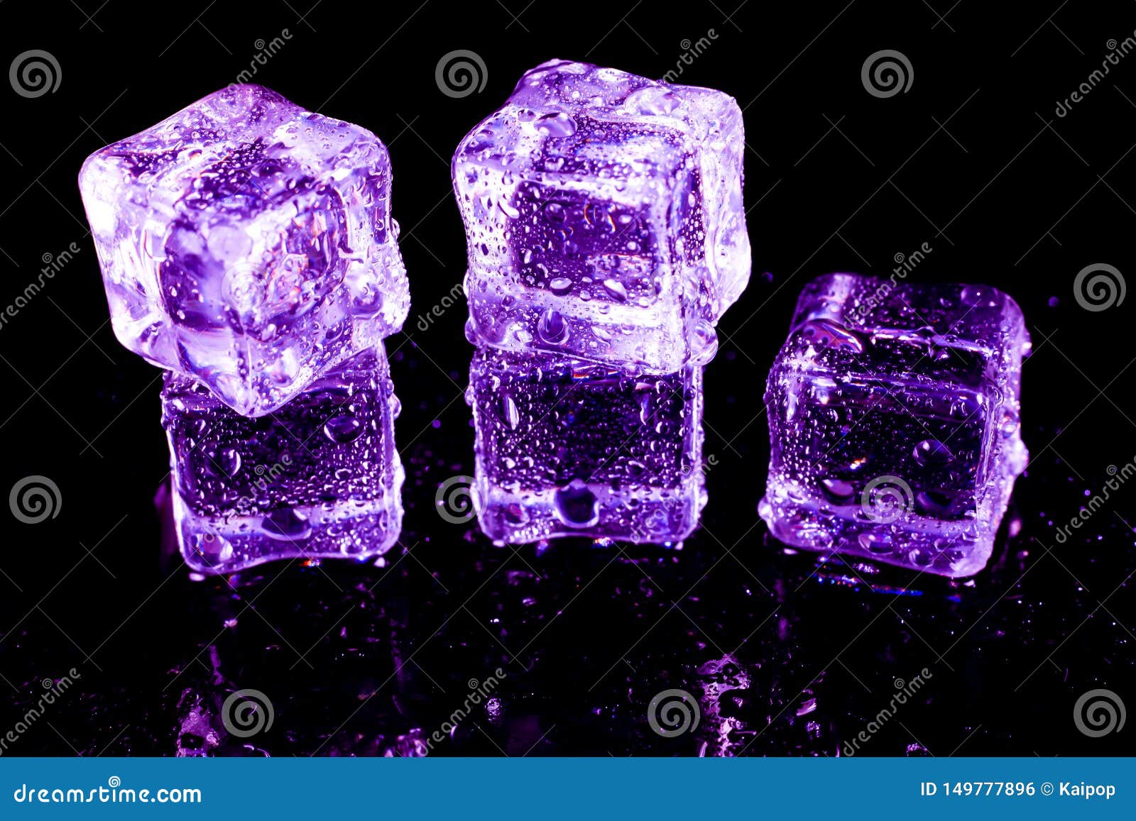 Purple Ice Cubes on a Black Table Stock Photo - Image of purple, dark ...