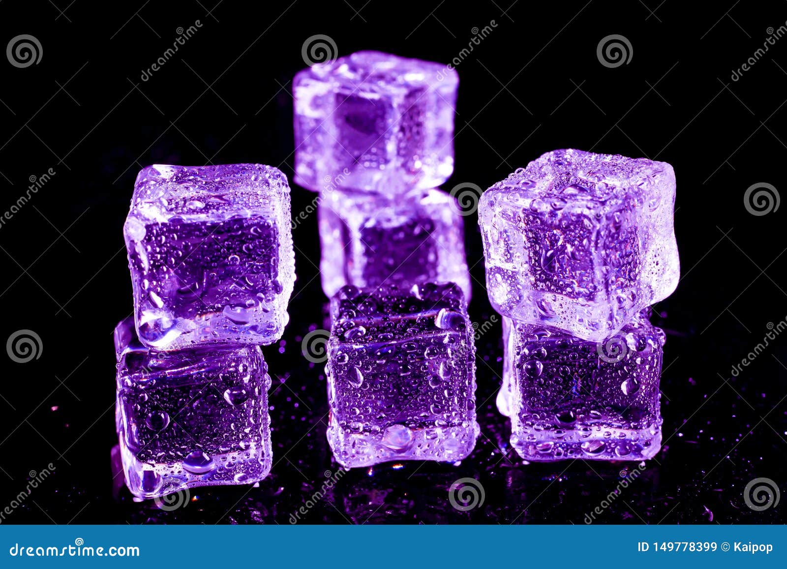 Purple Ice Cubes on a Black Table Stock Image - Image of abstract ...