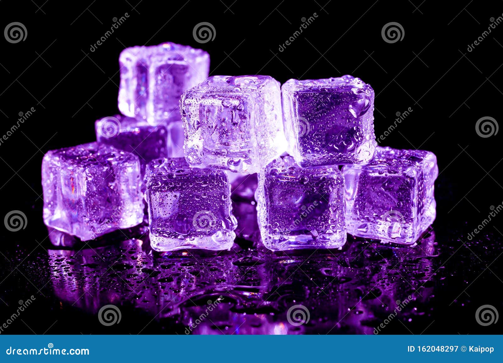 Purple Ice Cubes on a Black Table Stock Image - Image of clean, bright ...