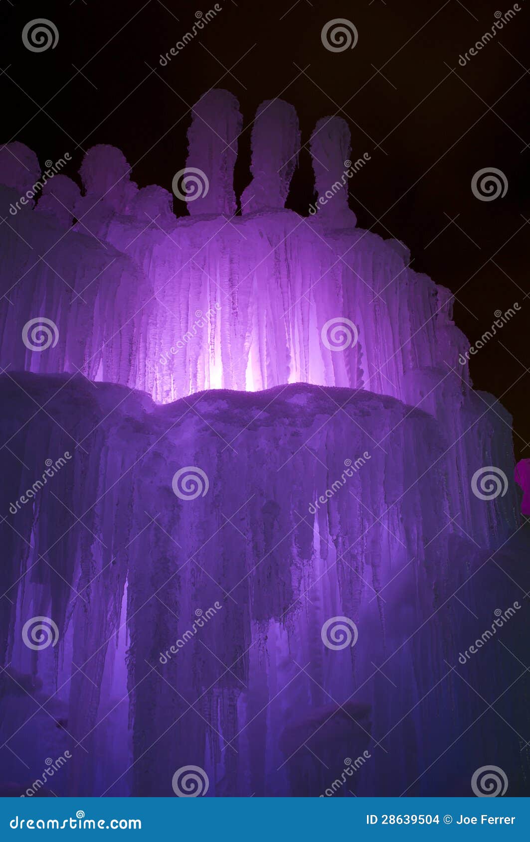 Purple Ice Wall Aglow stock photo. Image of tower, leds - 28639504