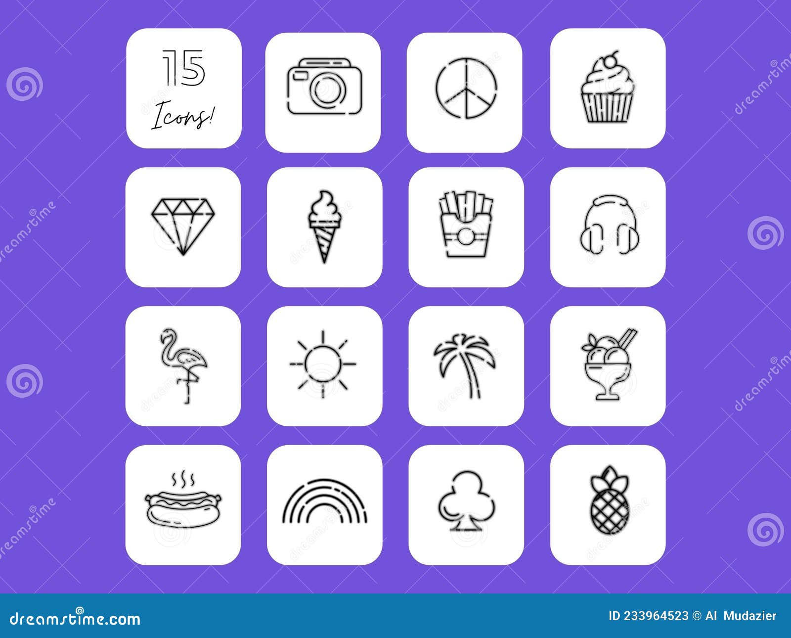 Purple Icons Icon Set (2800 X 2100 Px Stock Illustration - Illustration ...