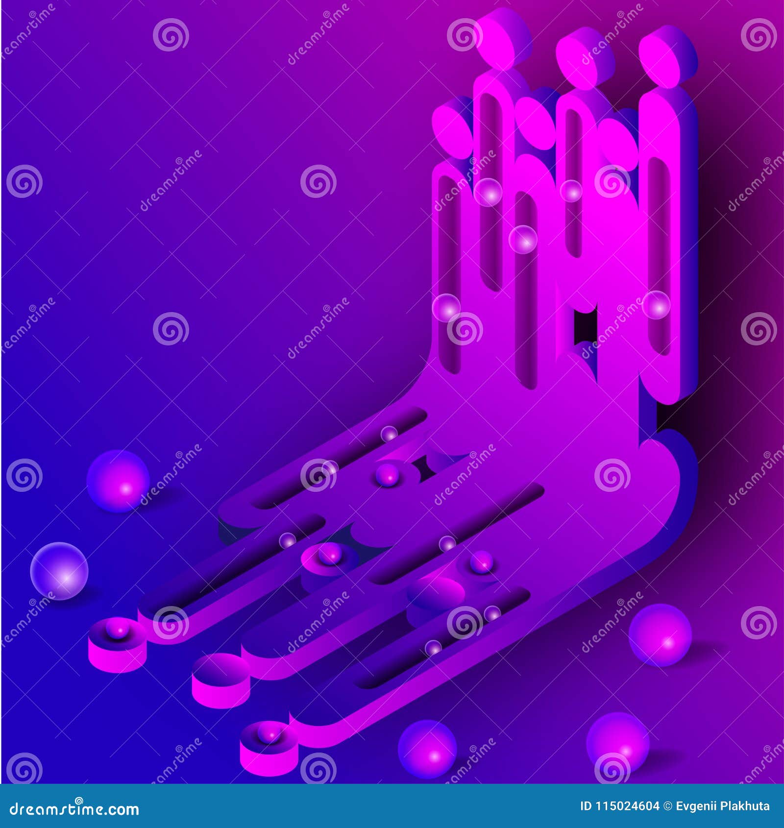 Purple Illustration, Which Consist of Abstract Isometric Shape Stock ...