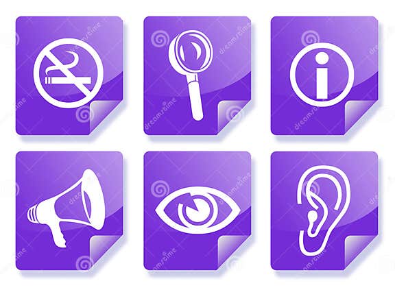 Purple Information Icon Set Stock Illustration - Illustration of ...