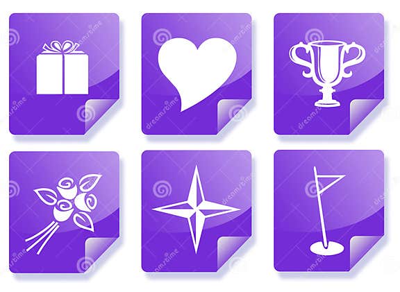 Purple Information Icon Set Stock Illustration - Illustration of tick ...