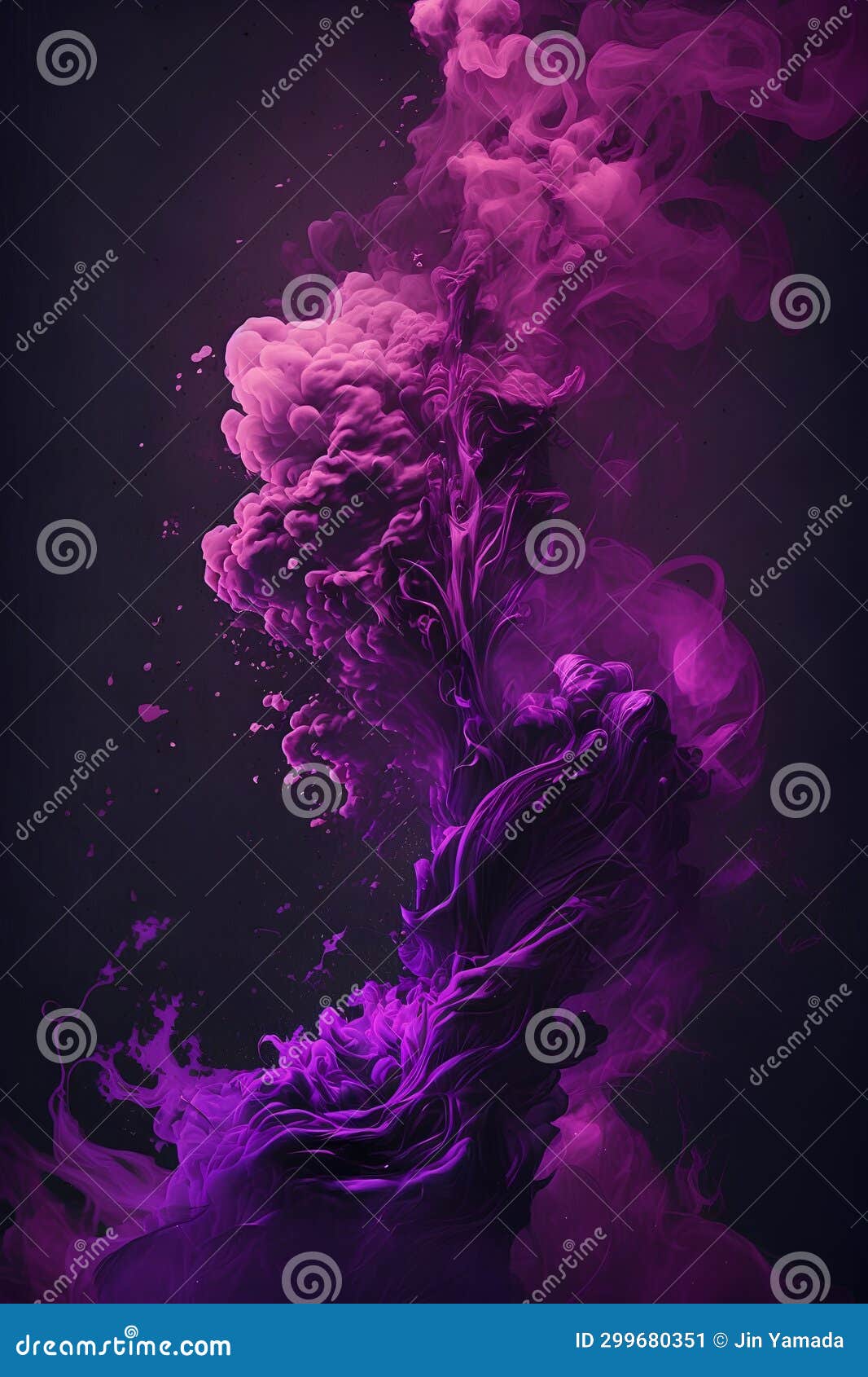 Purple Ink in Water Isolated on Black Background. 3D Illustration Stock ...