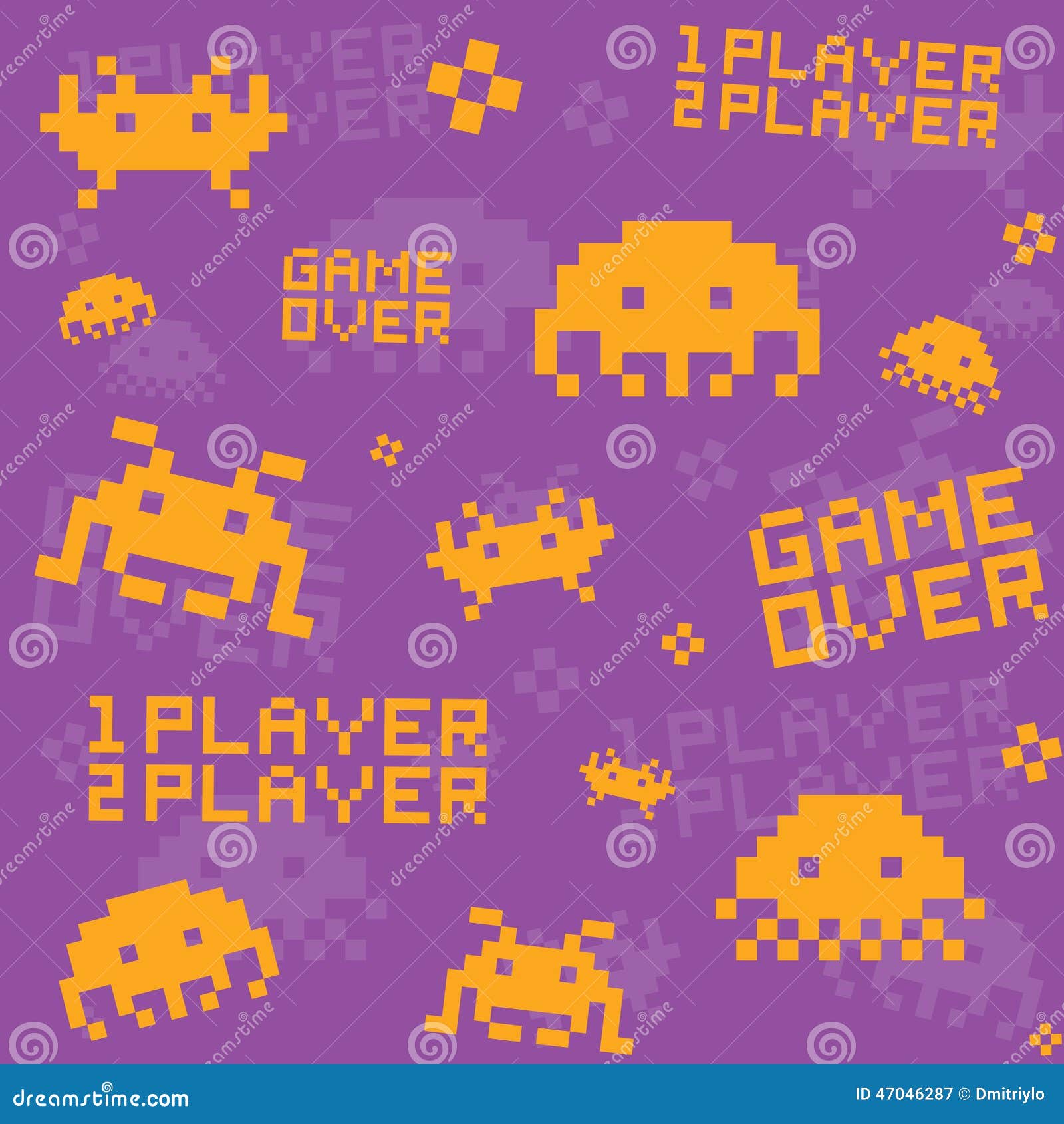 Purple invaders pattern stock vector. Illustration of geek - 47046287
